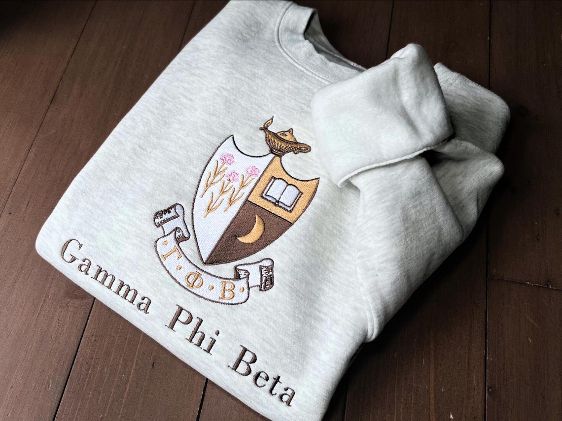 Gamma Phi Beta Crest Embroidered Sweatshirt | Custom Pullover | Greek ...