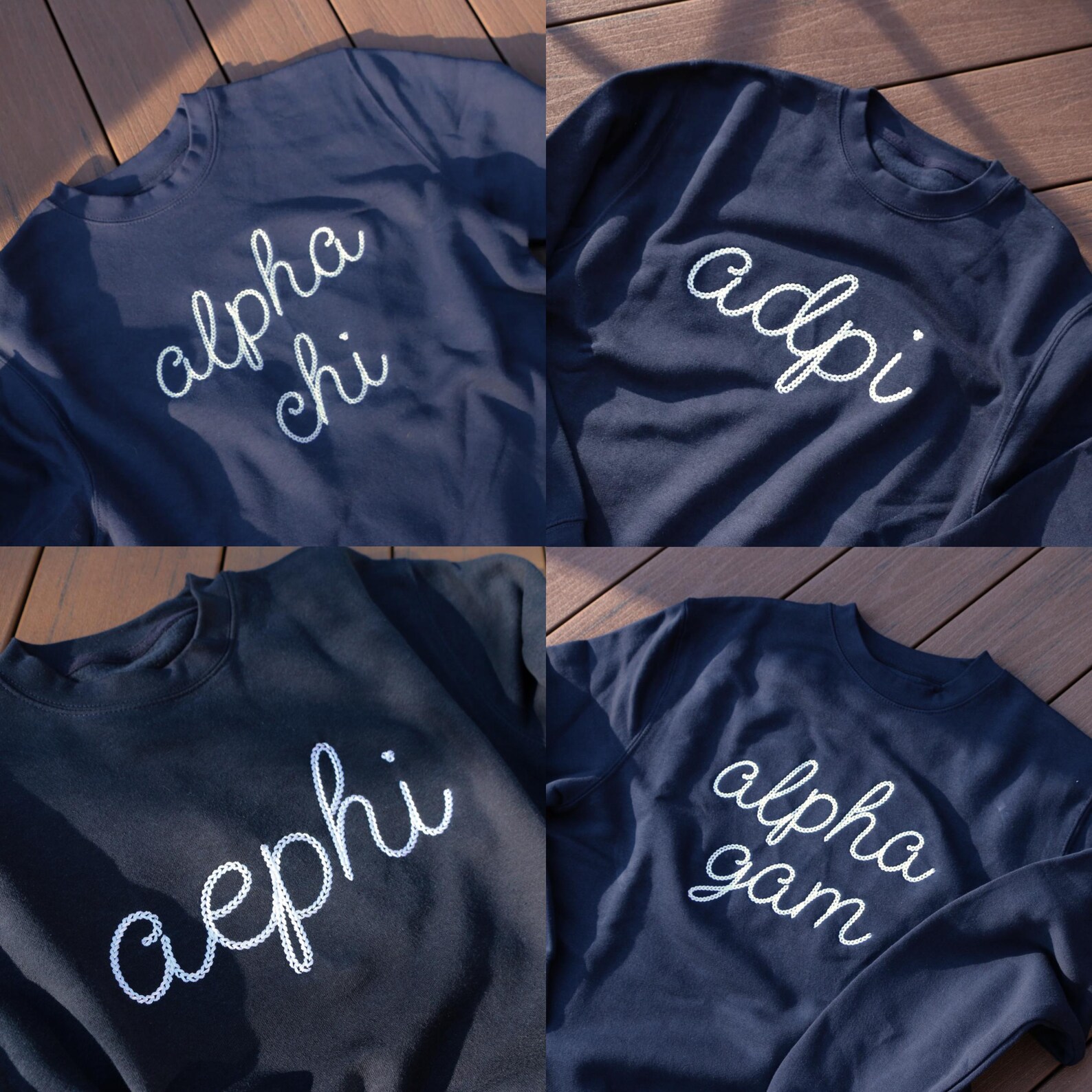 Alpha Phi Embroidered Chain Script Sorority Sweatshirt | Sorority ...