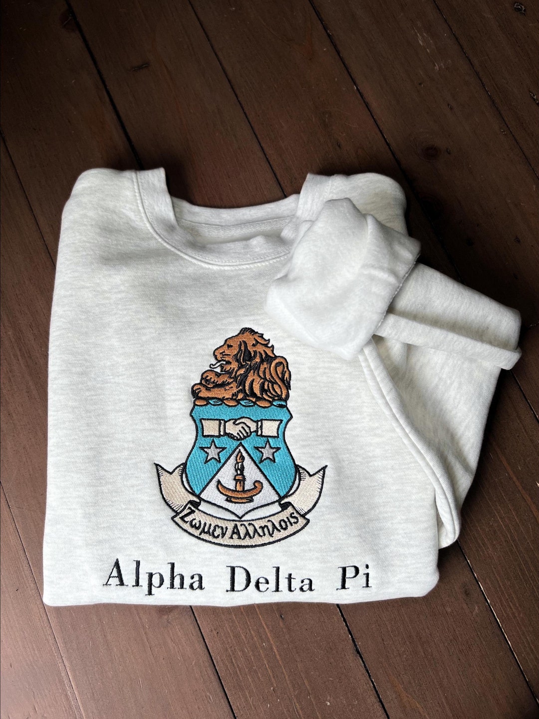 Alpha Delta Pi Crest Embroidered Sweatshirt | Custom Pullover | Greek ...