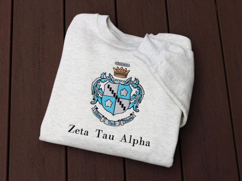 Embroidered Zeta Tau Alpha Crest Sweatshirt | Custom Pullover | Greek ...