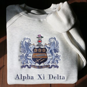 Alpha Xi Delta Crest Embroidered Sweatshirt | Custom Pullover | Greek ...
