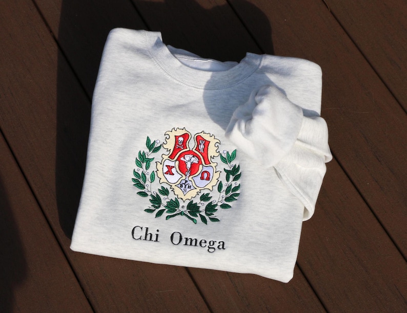 Embroidered Chi Omega Crest Sweatshirt | Custom Pullover | Greek Name ...