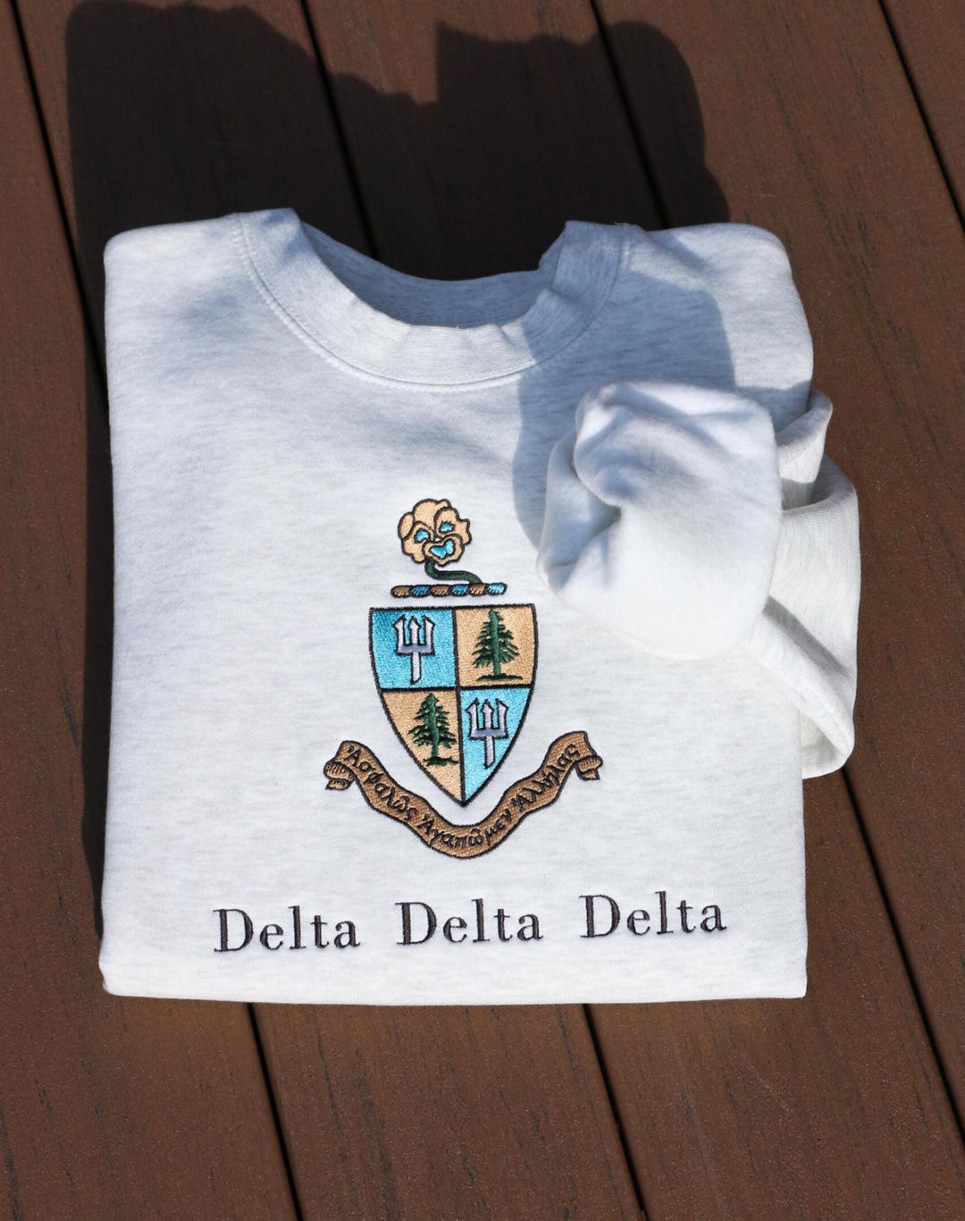 Embroidered Delta Delta Delta Crest Sweatshirt | Custom Pullover ...