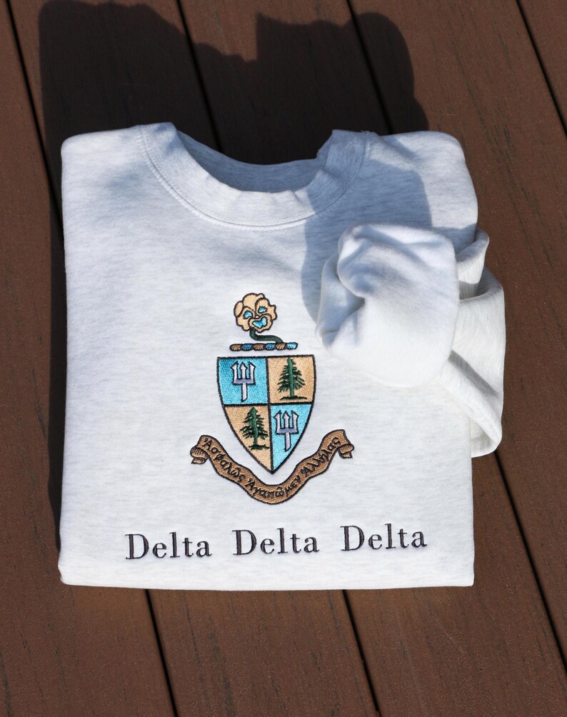 Embroidered Delta Delta Delta Crest Sweatshirt | Custom Pullover ...