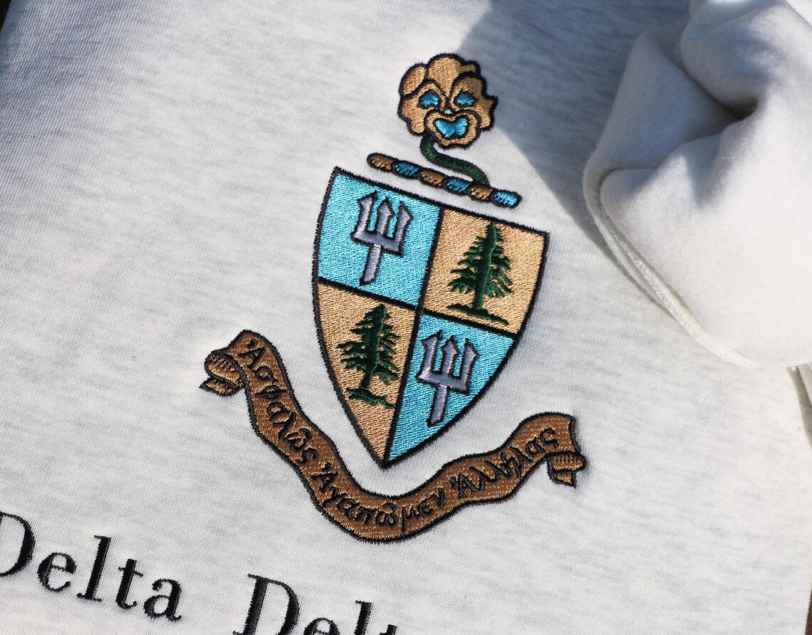 Embroidered Delta Delta Delta Crest Sweatshirt | Custom Pullover ...