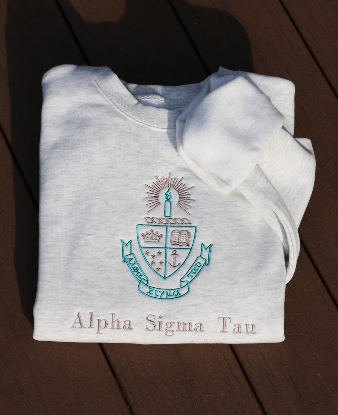 Embroidered Alpha Sigma Tau Crest Sweatshirt | Custom Pullover | Greek ...
