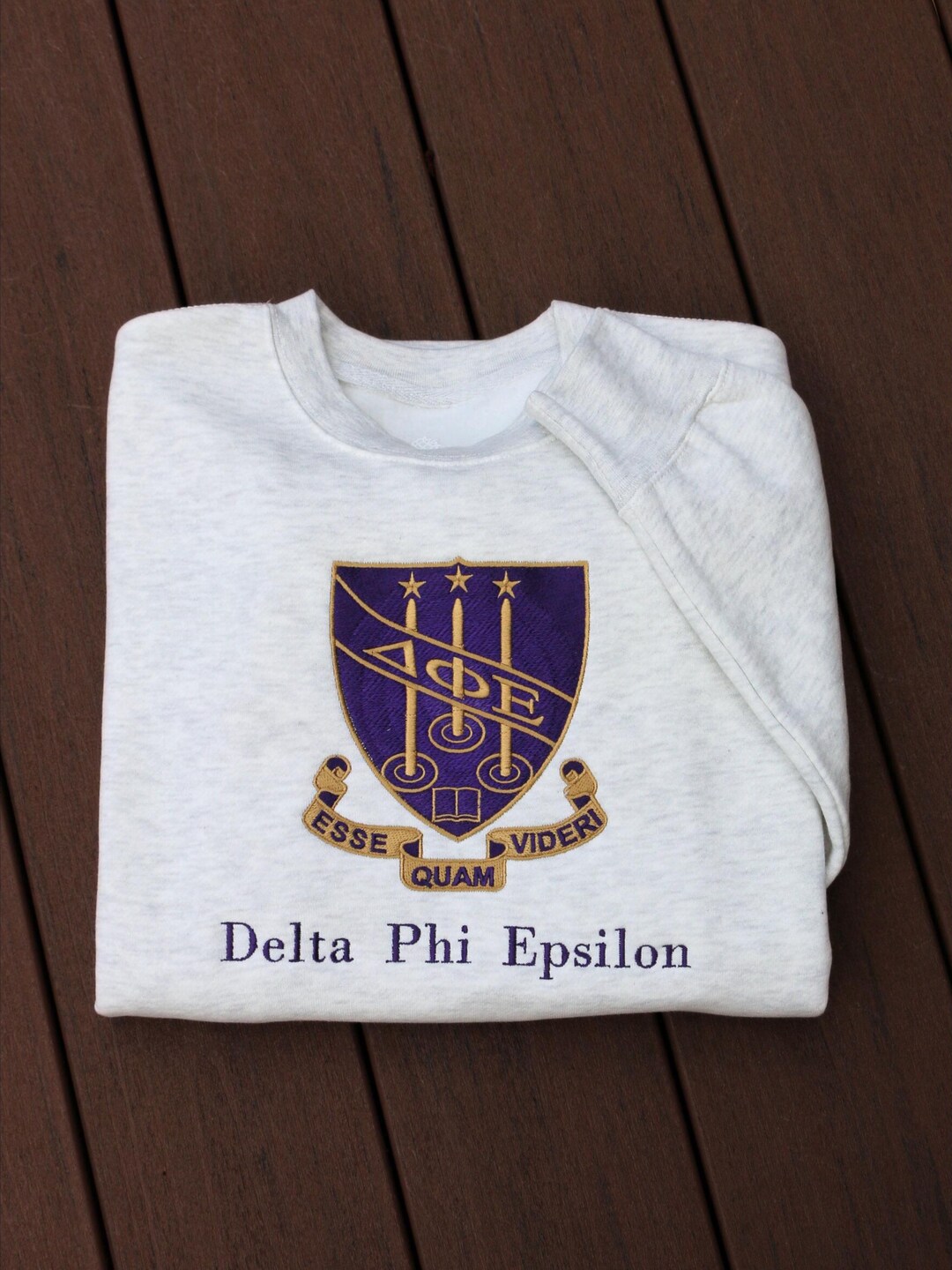 Embroidered Delta Phi Epsilon Crest Sweatshirt | Custom Pullover ...