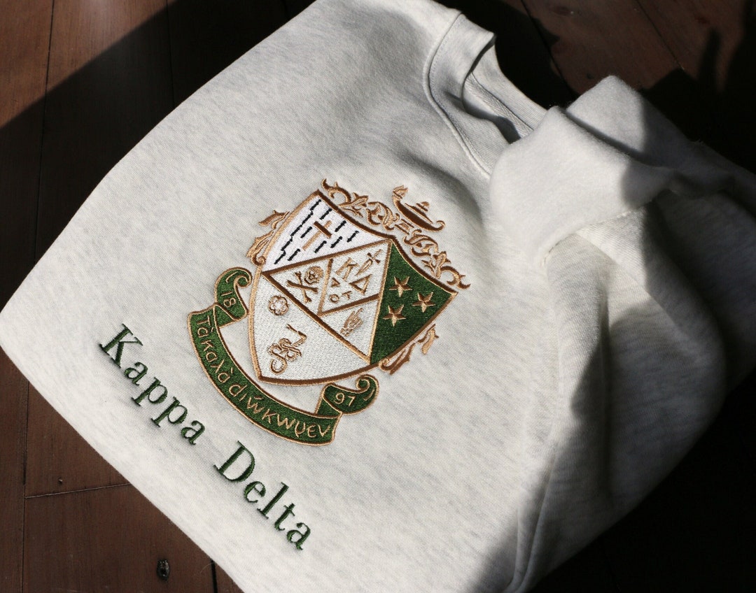 Kappa Delta Crest Embroidered Sweatshirt | Custom Pullover | Greek Name ...