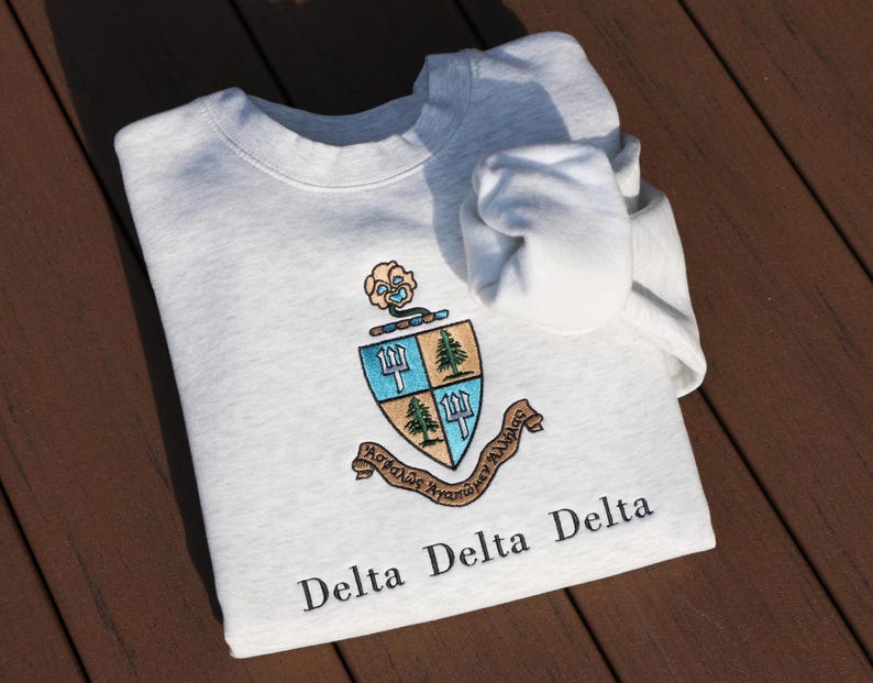 Embroidered Delta Delta Delta Crest Sweatshirt | Custom Pullover ...