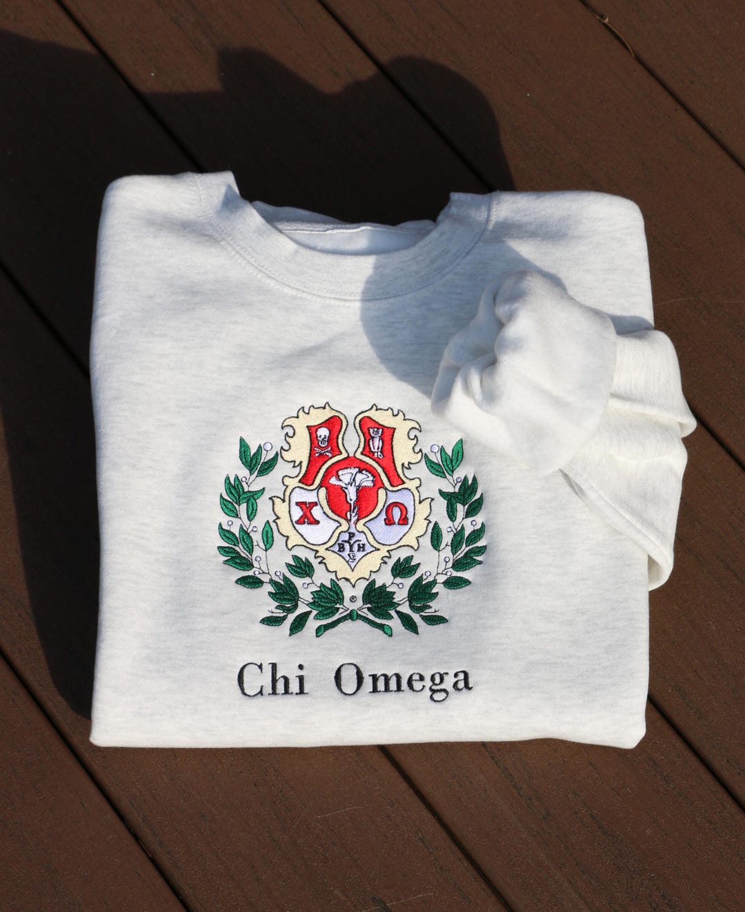 Embroidered Chi Omega Crest Sweatshirt | Custom Pullover | Greek Name ...