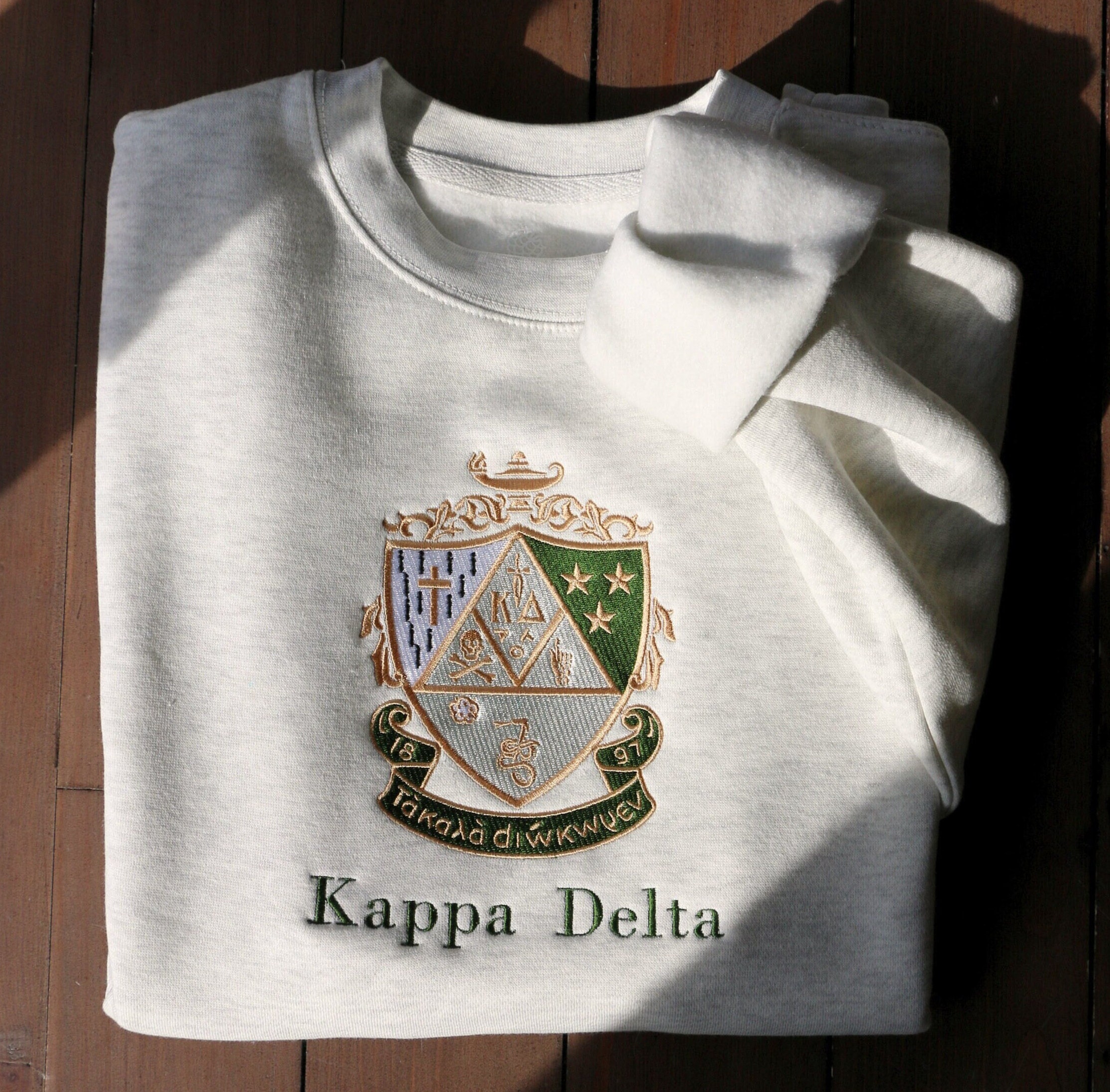 Kappa Delta Crest Embroidered Sweatshirt | Custom Pullover | Greek Name ...
