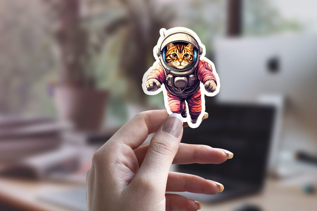 Cat Astronaut Sticker, Space Cat Sticker, Cute Cat Sticker, Cat Person ...