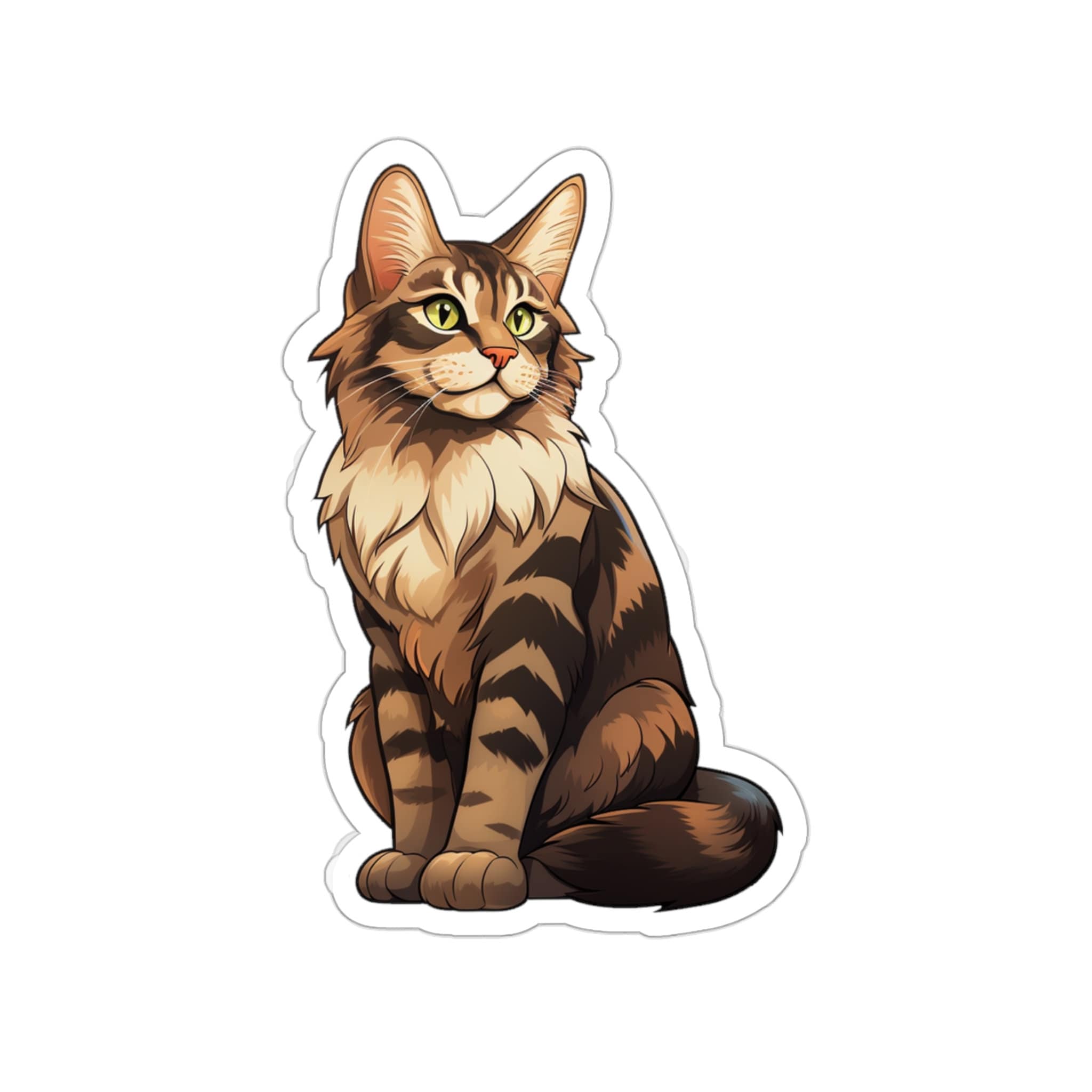 Maine Coon Cat Sticker, Fluffy Cat Sticker, Cute Cat Sticker, Cat ...