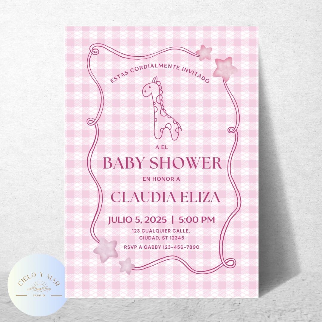 Pink Baby Shower Spanish Invitation Template, Invitación De Baby Shower ...