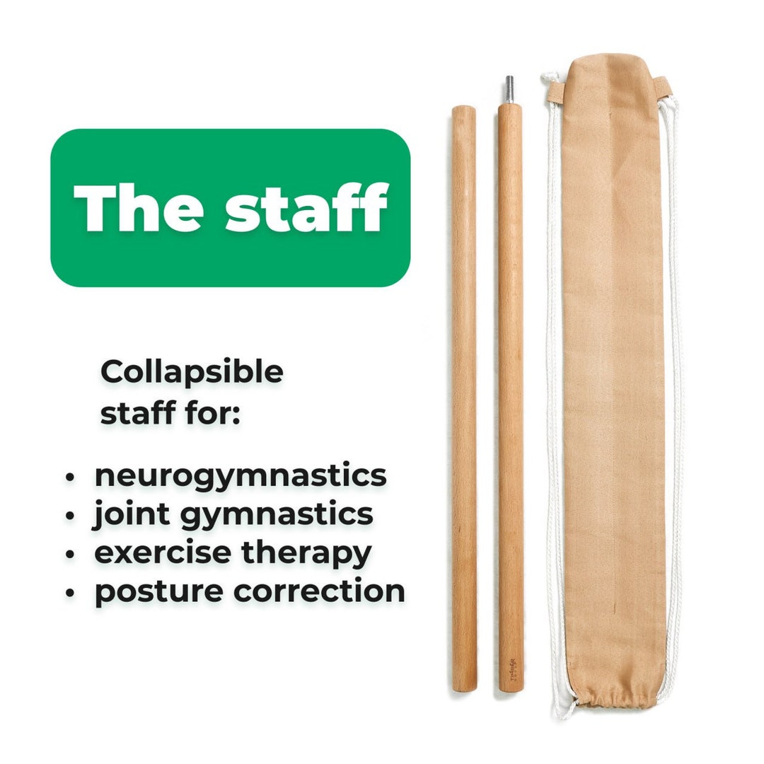 Collapsible Wooden Staff, Exercise Yoga Stick for Stretching, Mobility ...