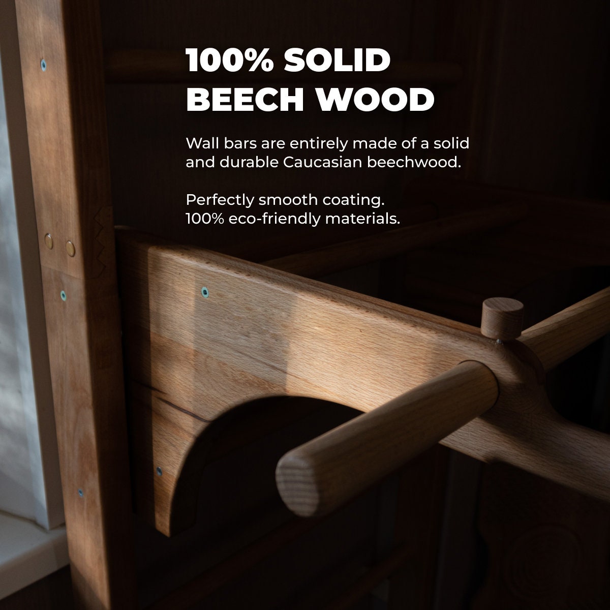 Swedish Ladder, Wall Stall Bars for Kids and Adults, Solid Beech Wood ...