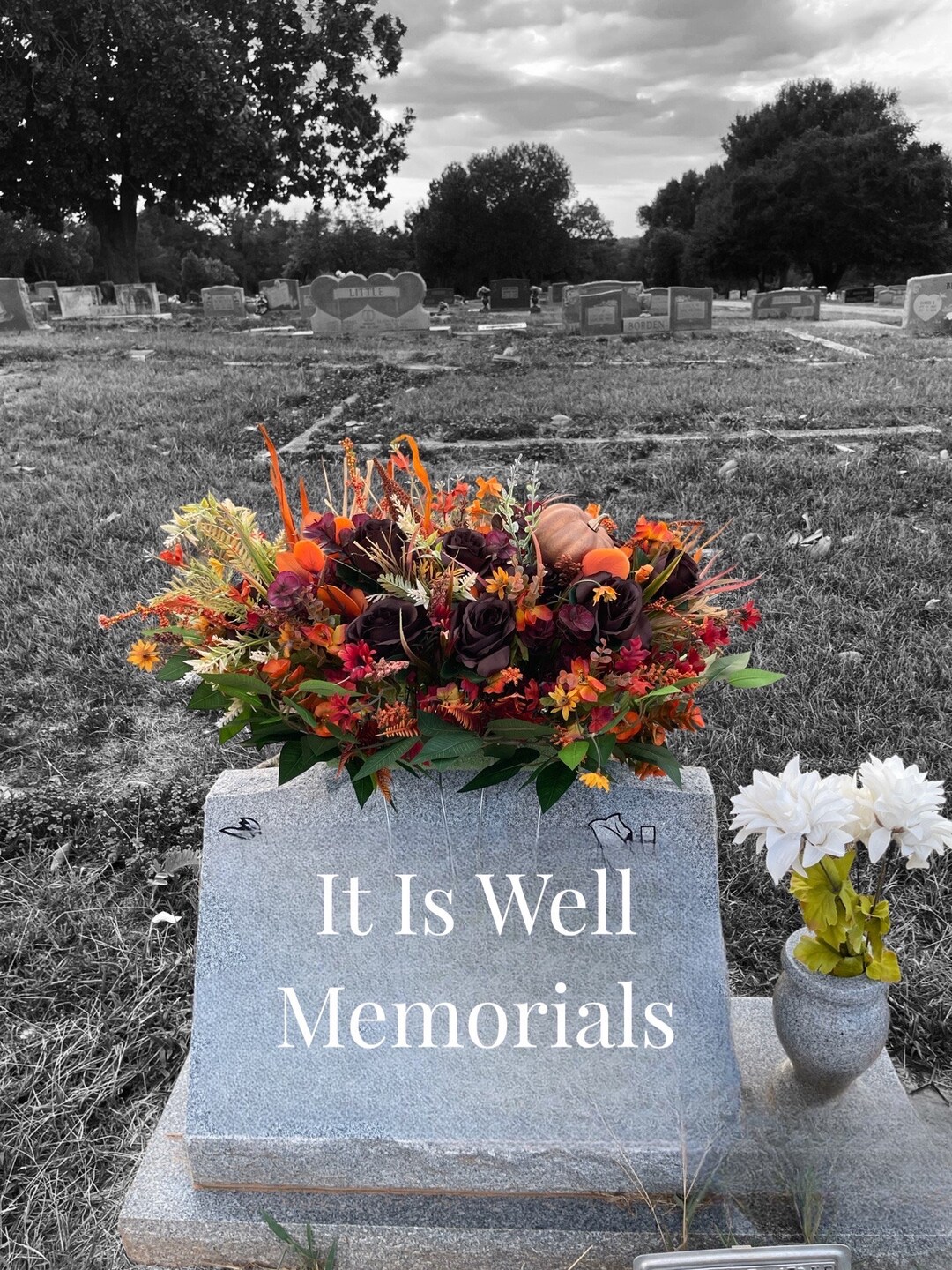 Fall Headstone Saddle Perfect for an Autumn Memorial Tribute , Memorial ...