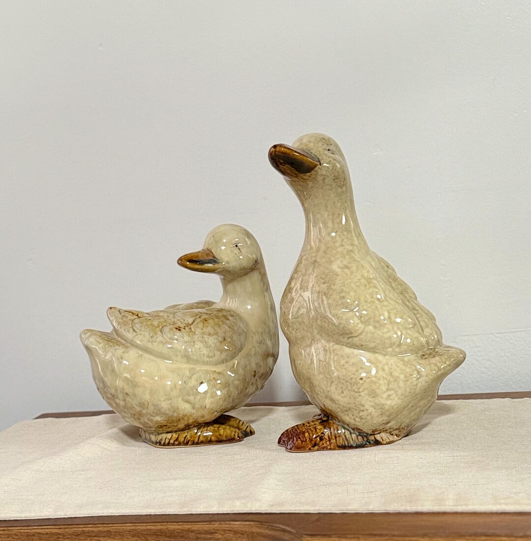 Set of Two Ceramic Duck Figurines - Etsy