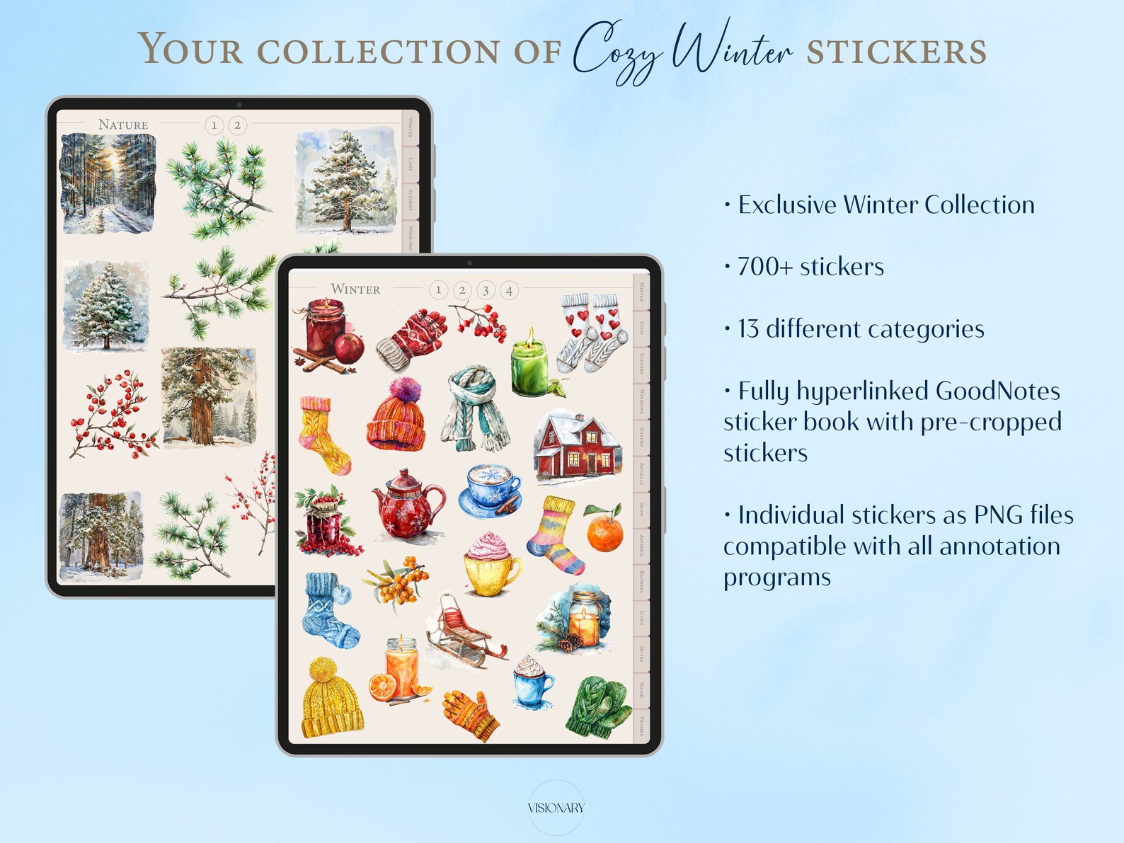 Digital Stickers Cozy Winter | Goodnotes Stickers | 700 Digital Planner ...