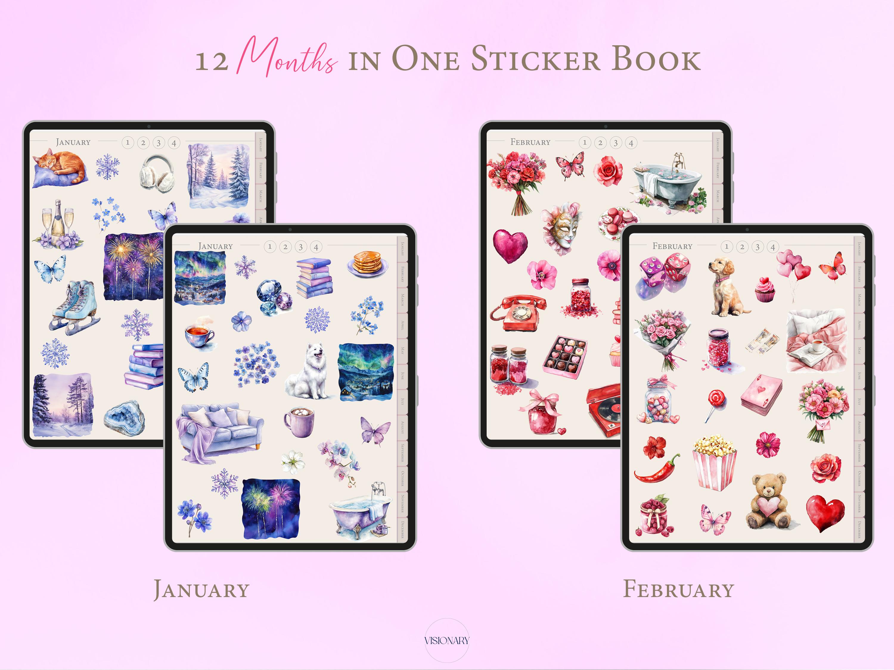 Digital Stickers Monthly Collection | Goodnotes Stickers | 1100 Digital ...