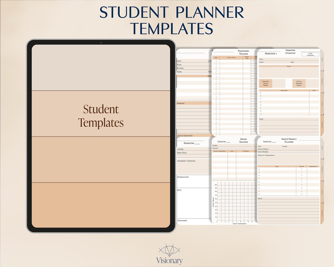 Digital Student Planner Templates Academic Planner iPad - Etsy
