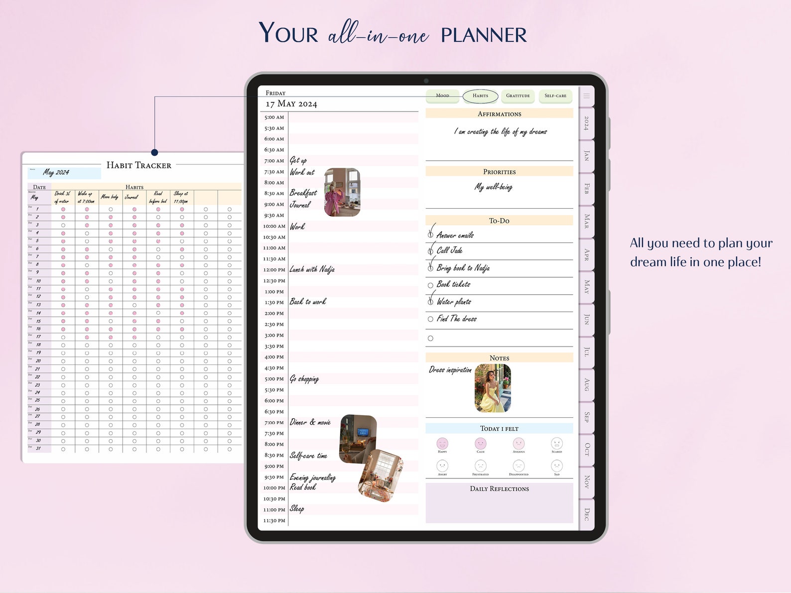 2024 Digital Planner Yearly Planner 2024 iPad Planner Monthly Planner ...