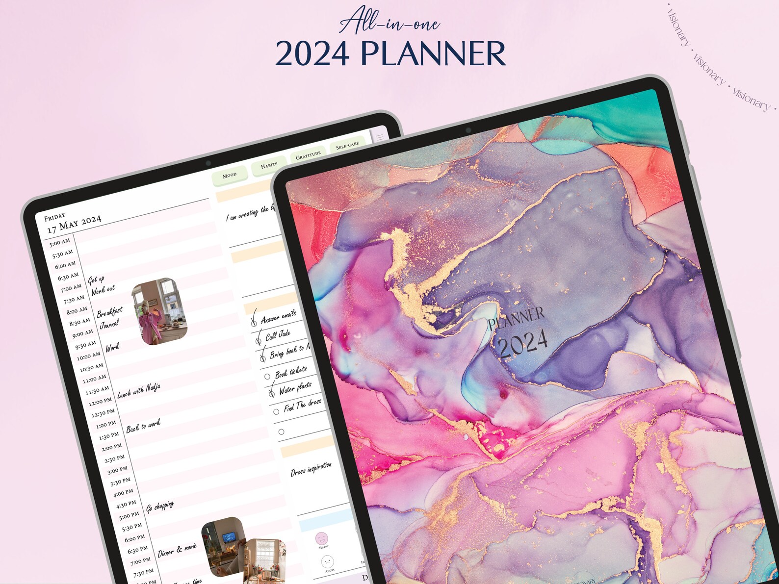 2024 Digital Planner Yearly Planner 2024 iPad Planner Monthly Planner ...