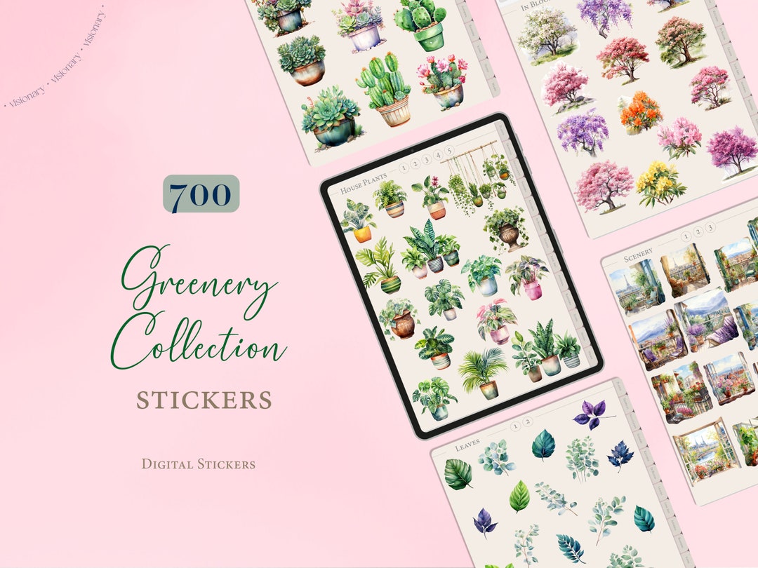 Digital Stickers | 700 Greenery Stickers | Botanical Goodnotes Stickers ...