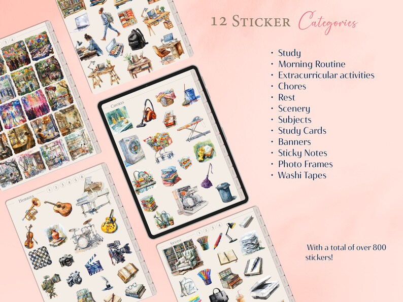 Digital Stickers Student Life | Goodnotes Stickers | 800 Digital ...