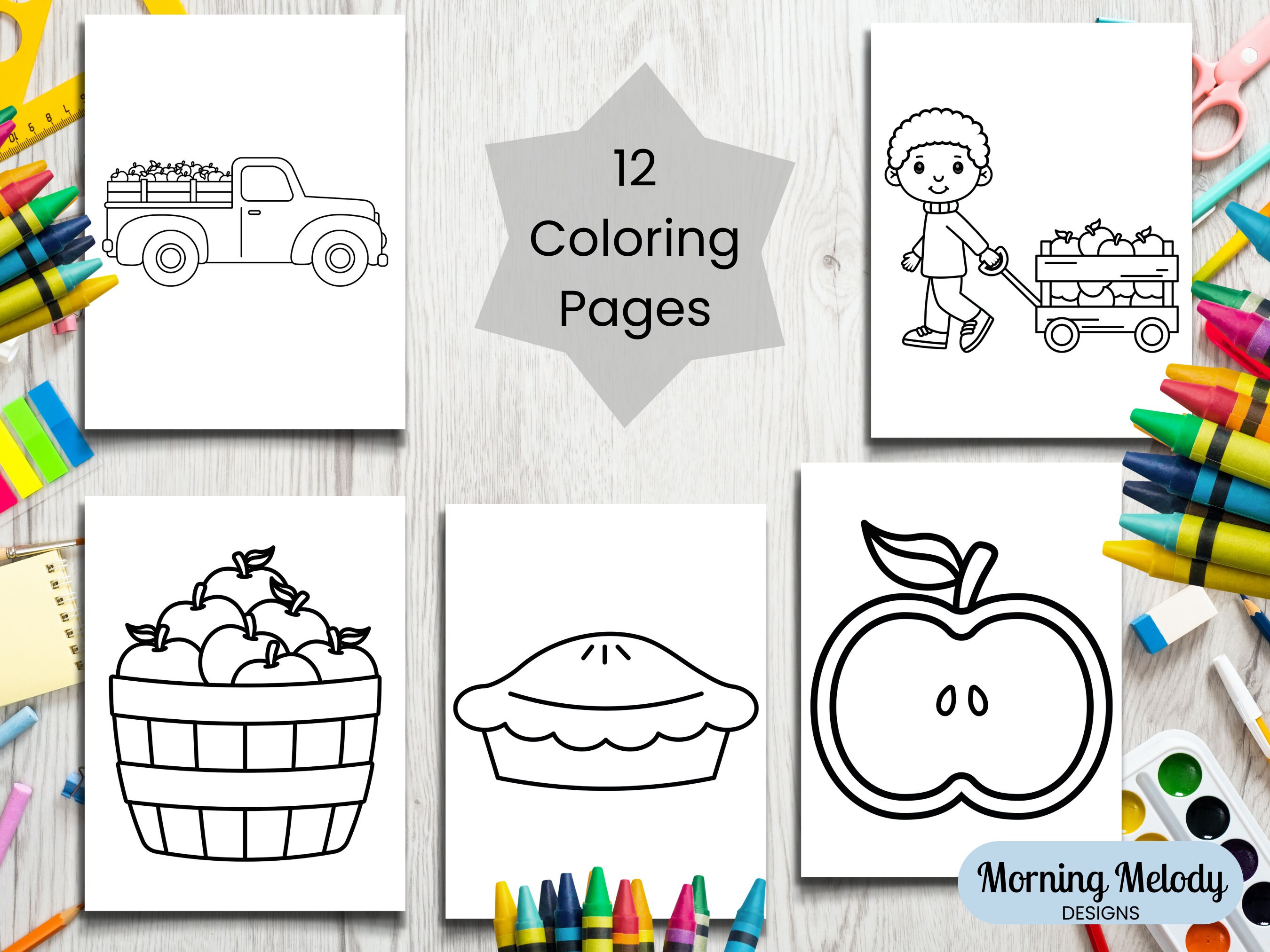 Fall Coloring Pages for Kids, Preschool Printables Fall, Apple Picking ...