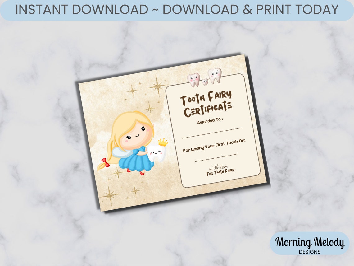 Tooth Fairy Certificate, Tooth Fairy Letter, Tooth Fairy Printable ...