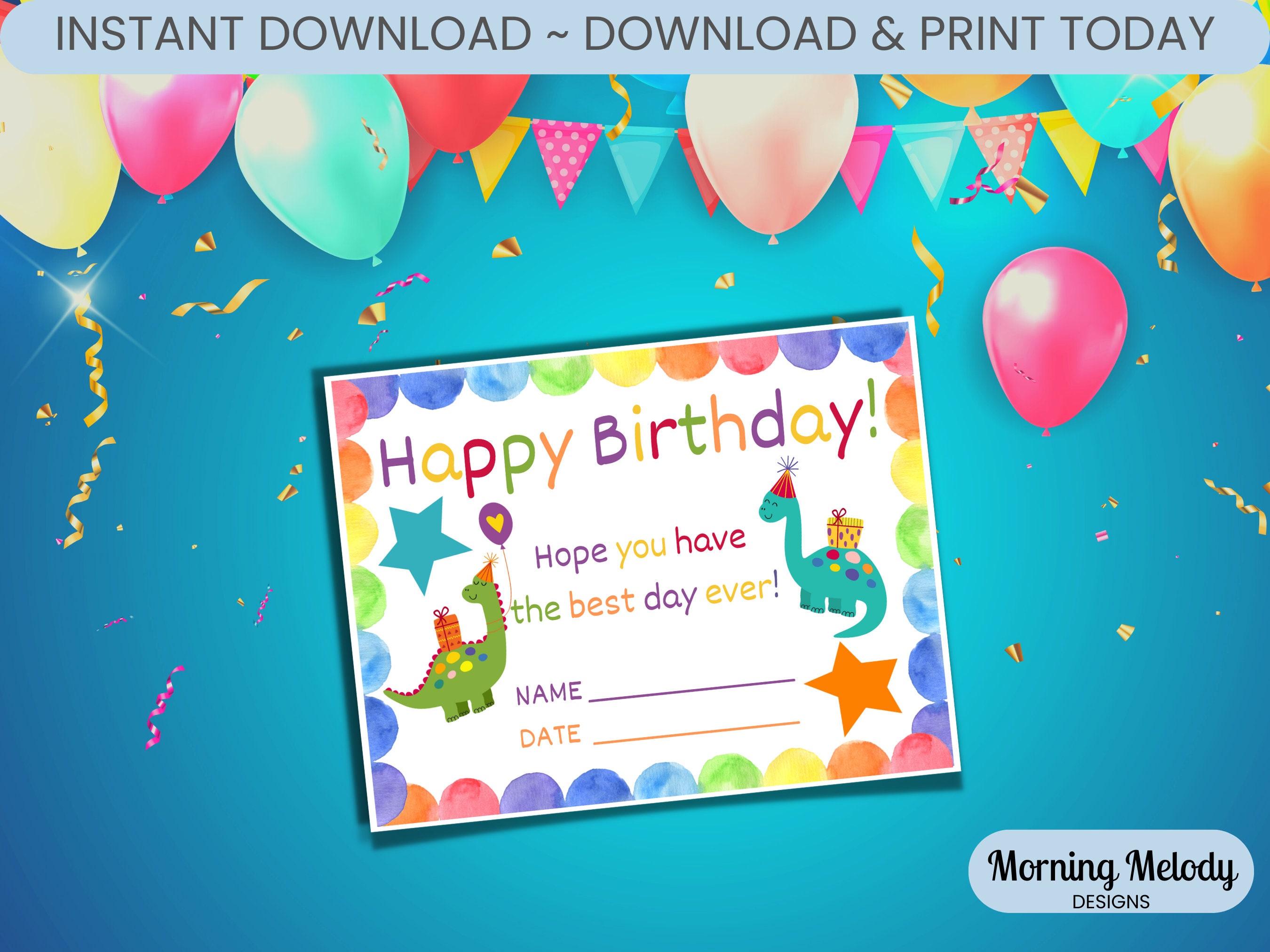 Happy Birthday Certificates, Student Birthday Card, Printable Birthday ...
