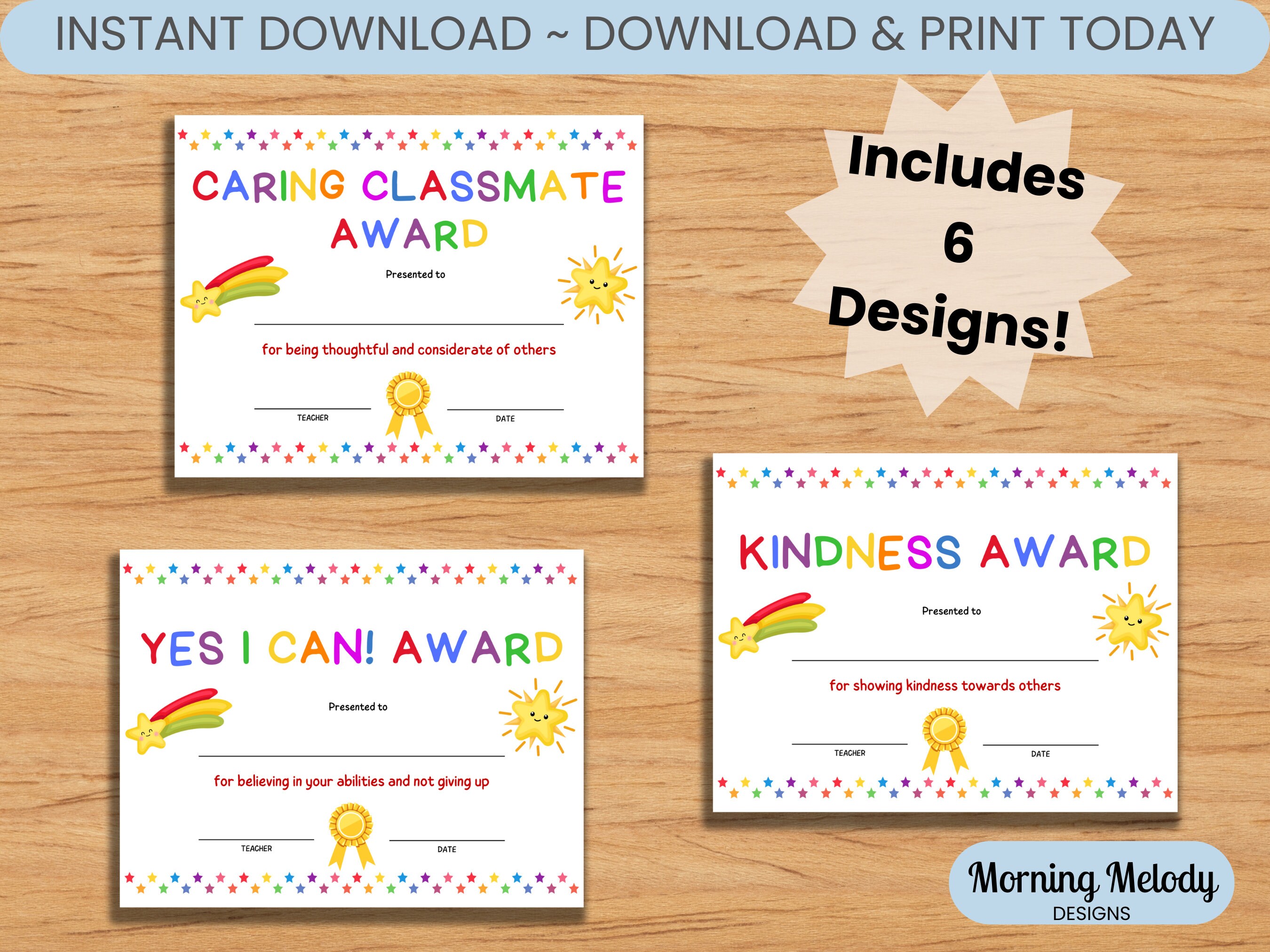 First Day of School Student Award Certificates, School Awards for End ...