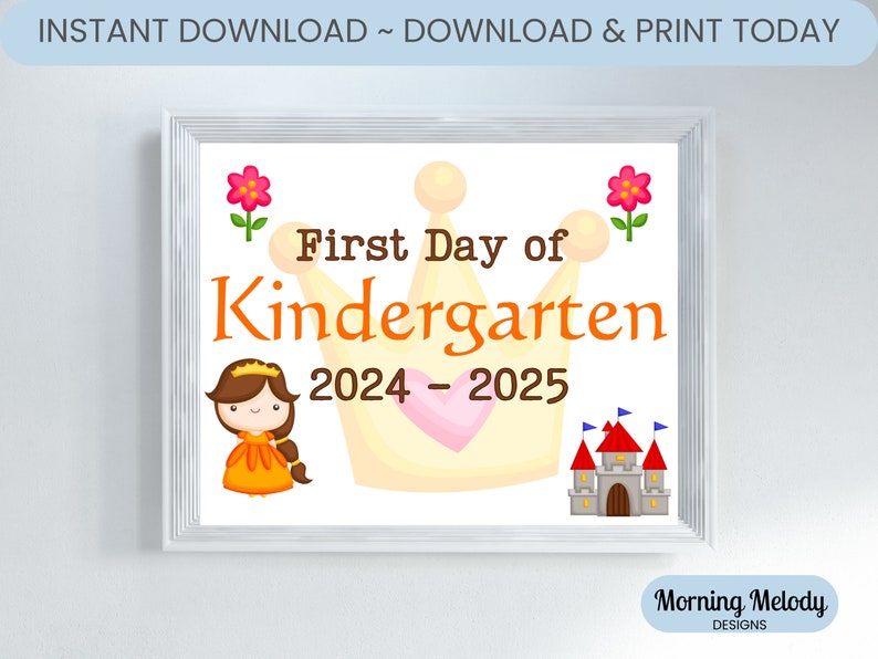 First Day of Kindergarten Sign, First Day of School Sign, Printable ...
