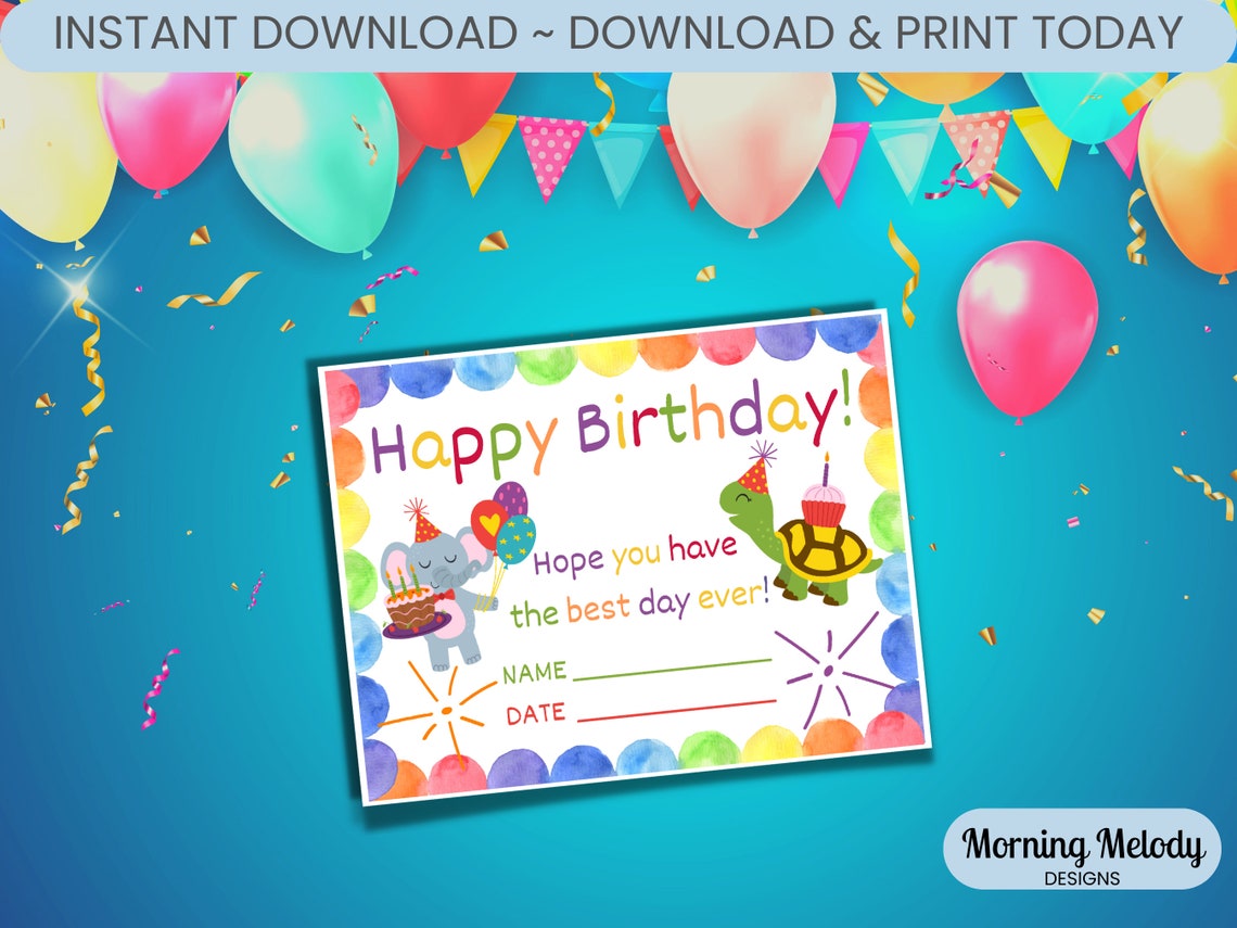 Students Birthday Card, Happy Birthday Certificates, School Certificate ...