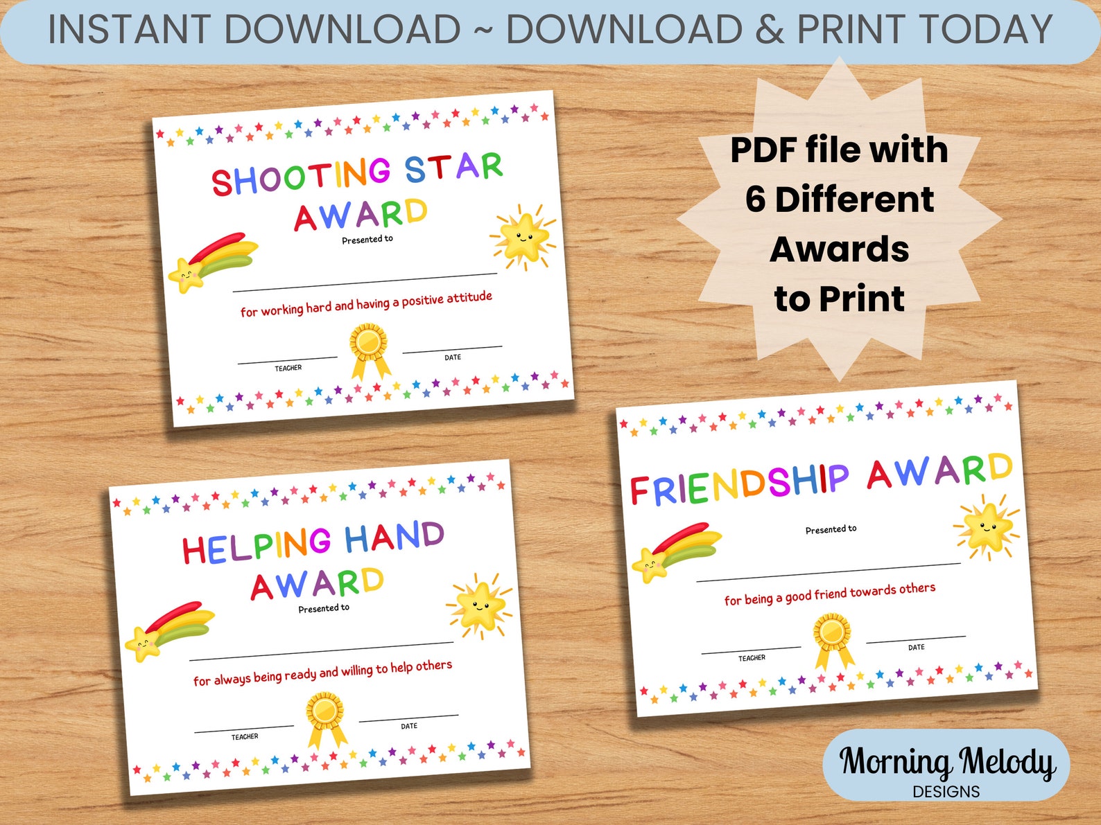 First Day of School Student Award Certificates, School Awards for End ...