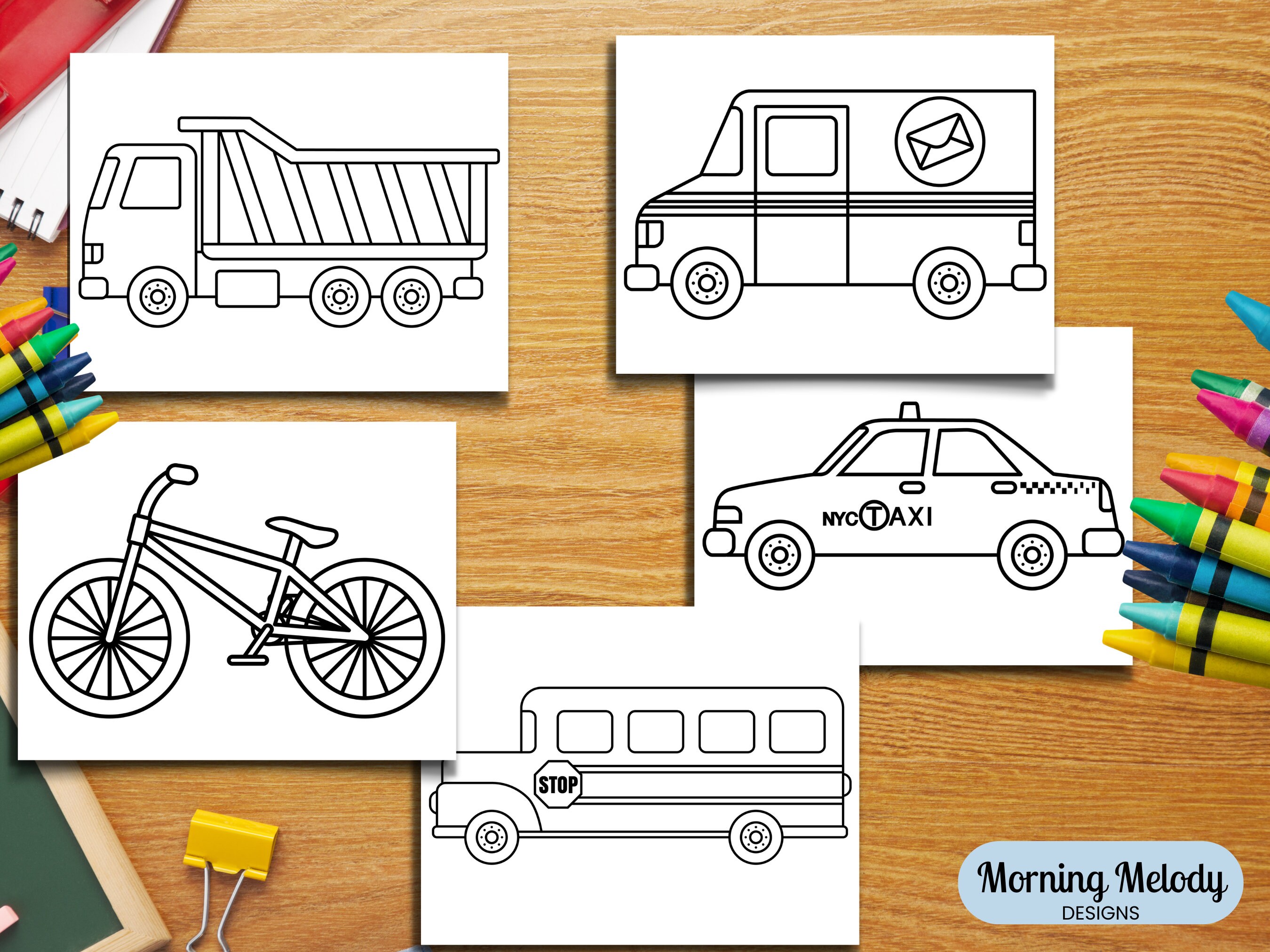 Cars, Trucks, Train Coloring Pages, Printable Preschool Activity ...