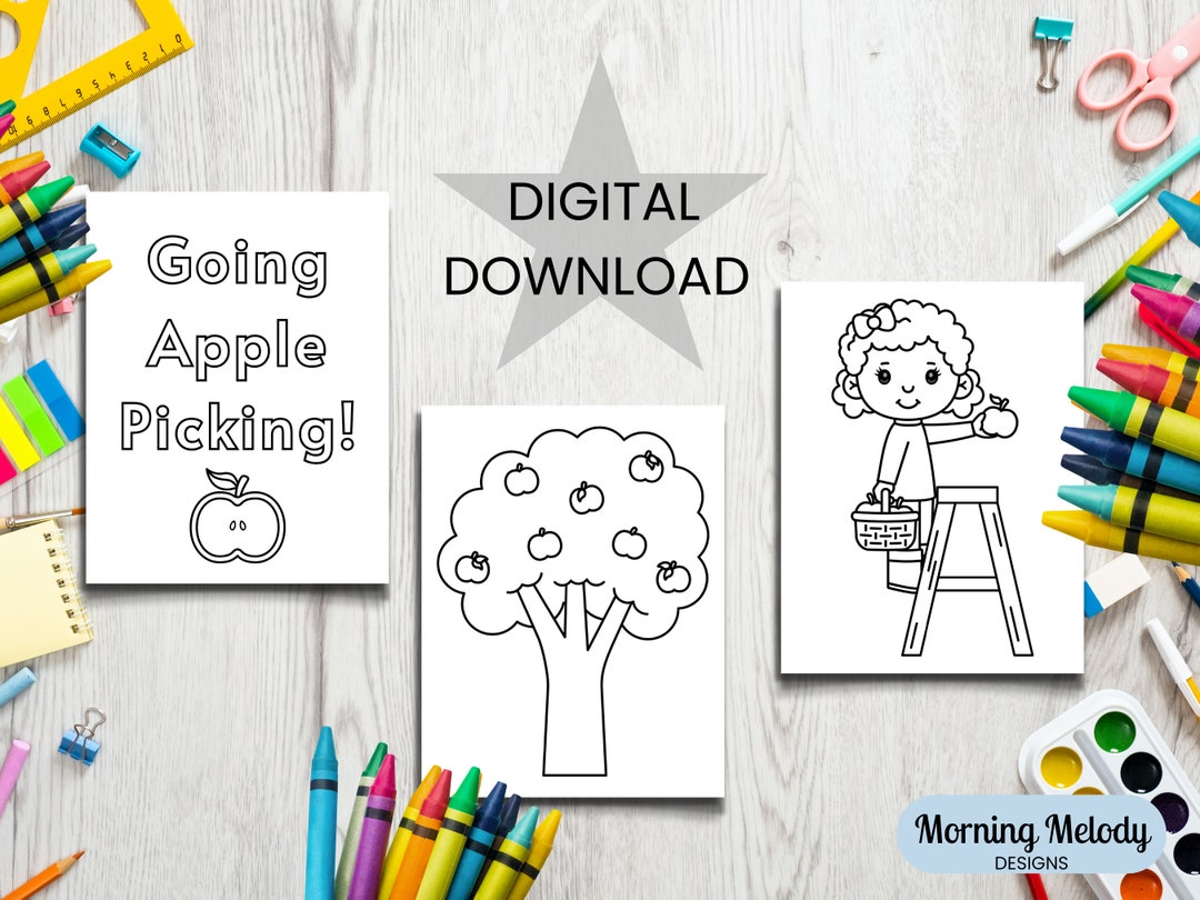 Fall Coloring Pages for Kids, Preschool Printables Fall, Apple Picking ...