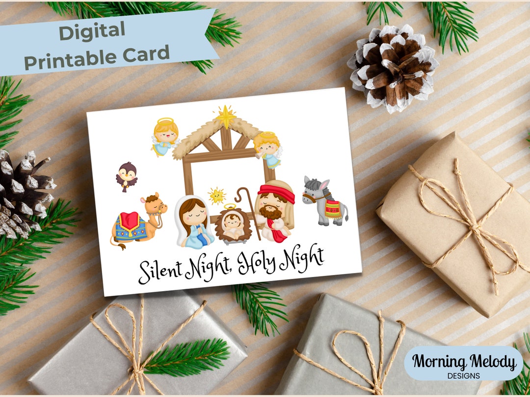 Religious Christmas Card, Printable Cards Christmas, Nativity Scene ...