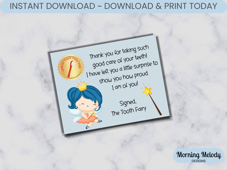 Tooth Fairy Letter, Tooth Fairy Gift, Tooth Fairy Printable Download ...