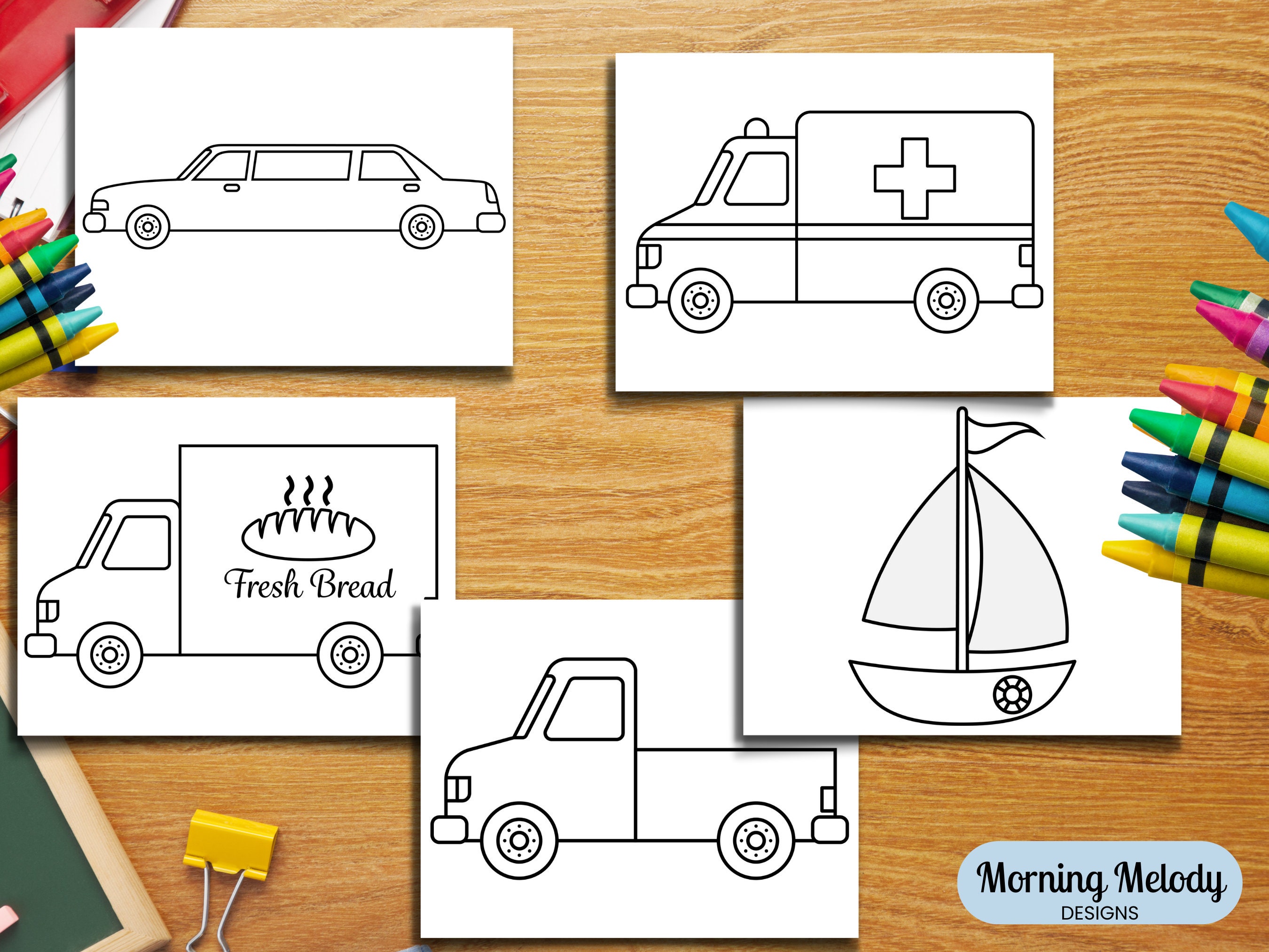 Cars, Trucks, Train Coloring Pages, Printable Preschool Activity ...