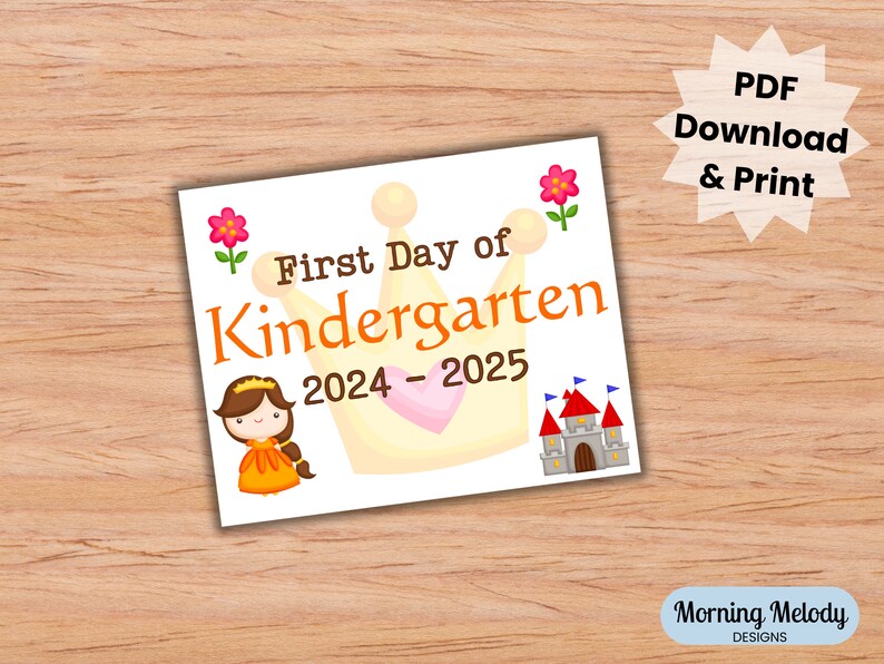 First Day of Kindergarten Sign, First Day of School Sign, Printable ...