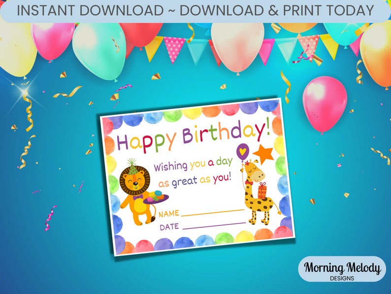 Students Birthday Card, Happy Birthday Certificates, School Certificate ...
