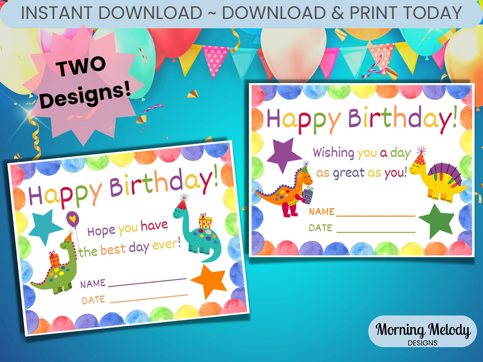 Happy Birthday Certificates, Student Birthday Card, Printable Birthday ...