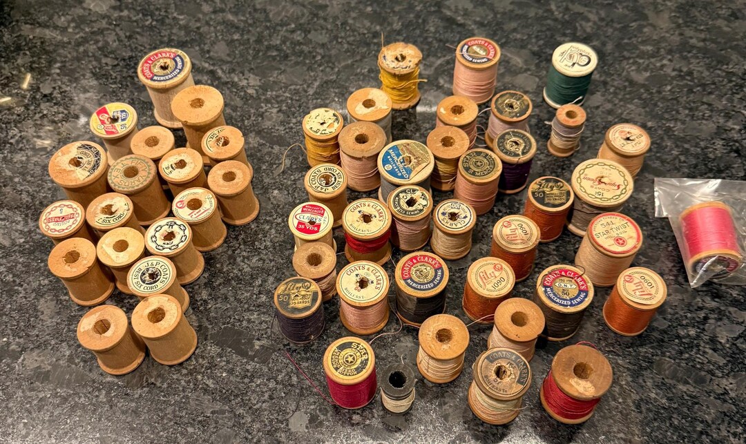 Collection of Over 50 Vintage Wooden Thread Spools - Etsy
