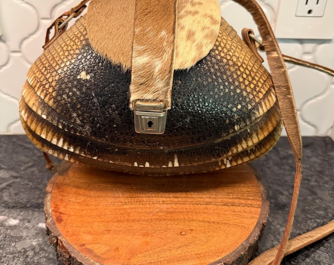 Vintage Taxidermy Real Armadillo Body - Trimmed Leather/cow Hide Purse ...