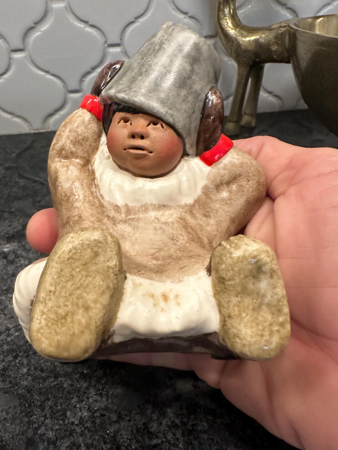 Vintage C. Alan Johnson Figurine Eskimo Inuit AHTOON Boy Bucket 1962 ...