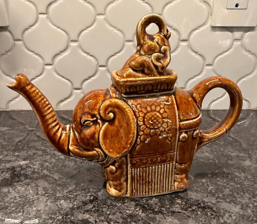 Vintage Japanese Satsuma Ceramic Elephant Teapot – Lucky Trunk Up - Etsy