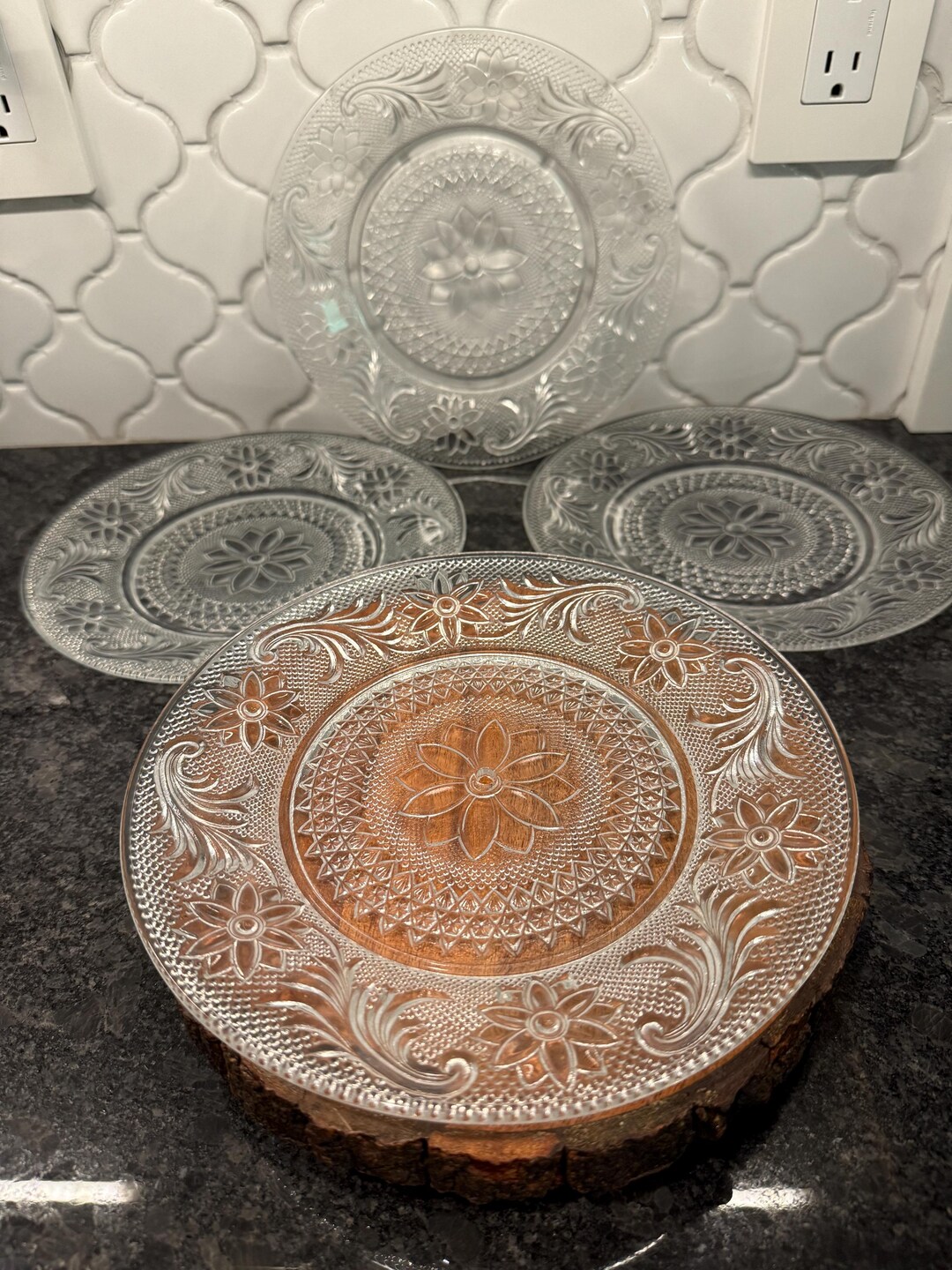 Vintage Indiana Depression Glass Sandwich Luncheon Salad Plates Set of ...