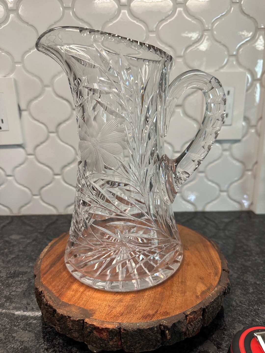 Antique Vintage American Brilliant DAISY and Deep Cut Leaves Serving ...